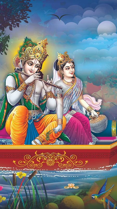 Radha Krishna On Boat