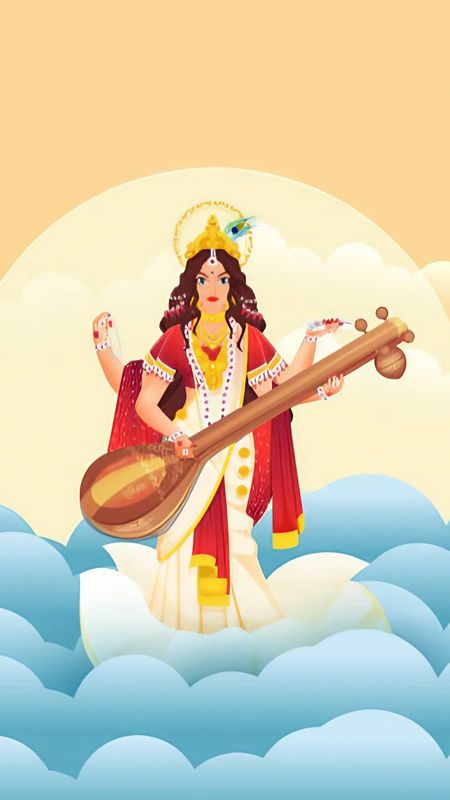 Animated Goddess Saraswati Wallpaper