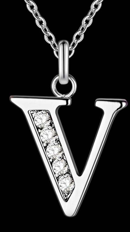 V Alphabet In Diamond